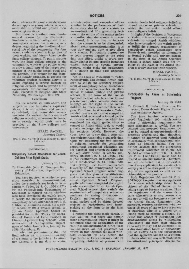 History of the Amish Parochial Schools and the Effect of Wisconsin v ...
